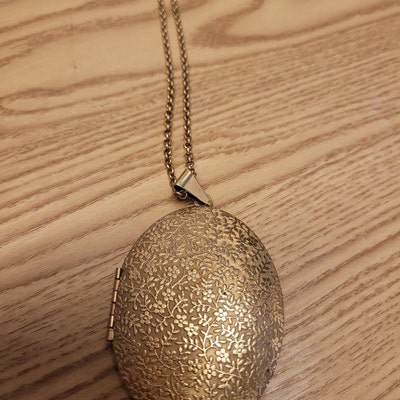 Extra Large Oval Vintage Brass Locket With Repousse Flowers - Etsy