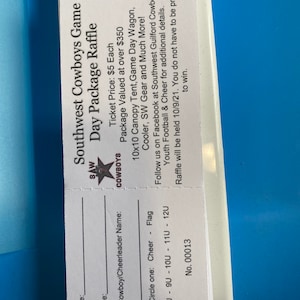 250 RAFFLE TICKETS Custom Printed Numbered Raffle Tickets Fundraiser ...