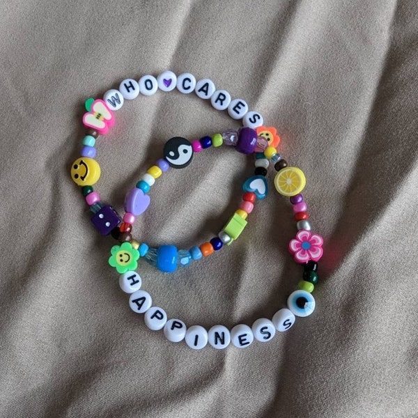 Handmade Colorful Seed Bead Bracelet: 90s Trendy Personalized Jewelry ...