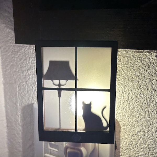 Cat Sitting in Window Night Light, Gift for Cat Lovers, Unique Home ...
