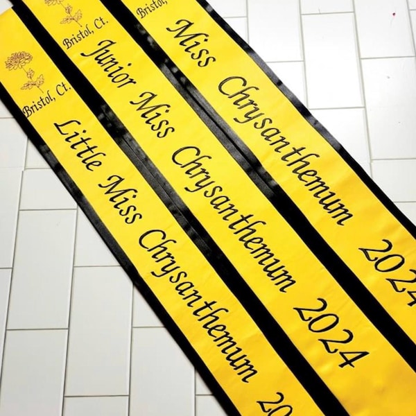 Custom Embroidered Sash/ Monotype Corsiva Font - Etsy