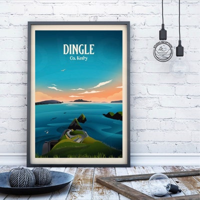 Dingle Co Kerry Travel Poster Print in Traditional Style by Studio ...