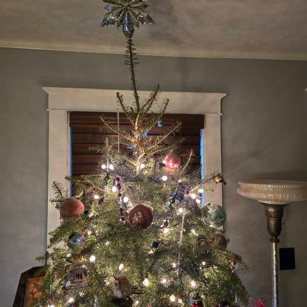 13.5" Plug-in Lighted Glitter Star Tree Topper Christmas Holiday Tree ...