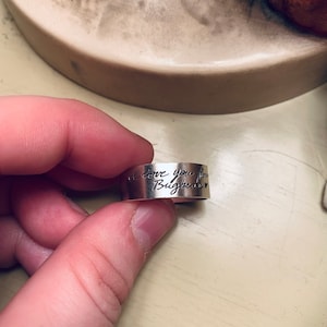 Custom Handwriting Ring Wide Handwriting Band in Sterling - Etsy