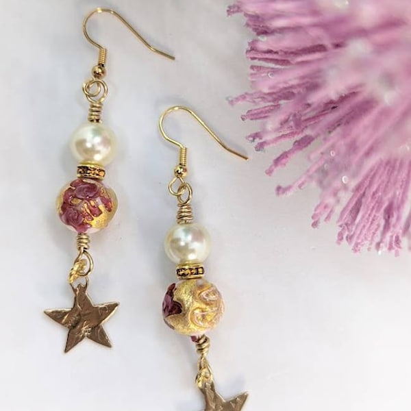Rustic Textured Artisan Star Charm and Pendant in Gold Bronze (one) (A ...