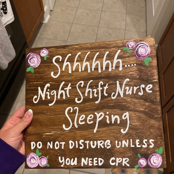 Nurse Sign, Sleeping Nurse, Nurse Gift, RN Gift, LPN Gift, Wood Sign ...