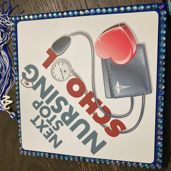 Grad Cap Topper Next Stop Nursing School , Graduation Cap Decorations ...