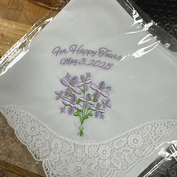 Custom Embroidered Handkerchiefs, Wedding Flower Handkerchief ...