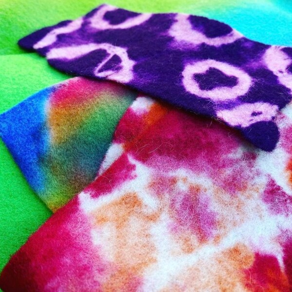 Tie Dyed Hand Made Wool Felt With an Assortment of Colours - Etsy