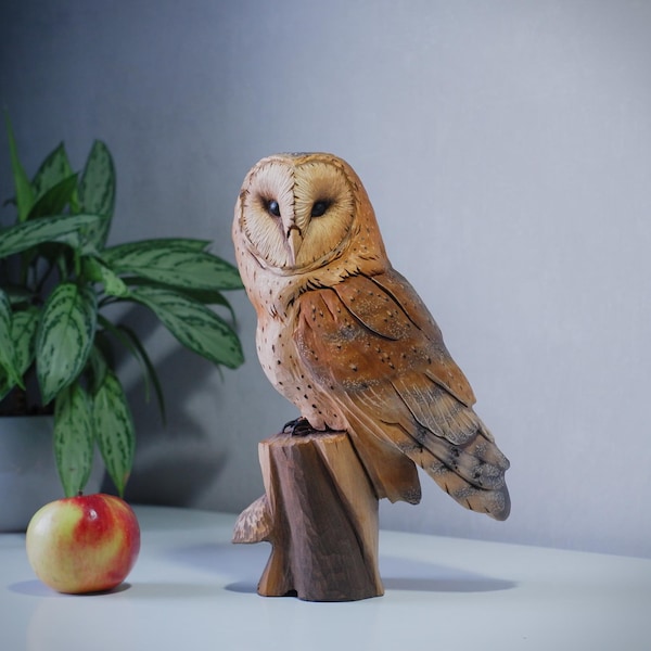 Owl Shop Wooden Carving Wood Barn Owl Love Bird Love Barn Owl Gift Girl ...