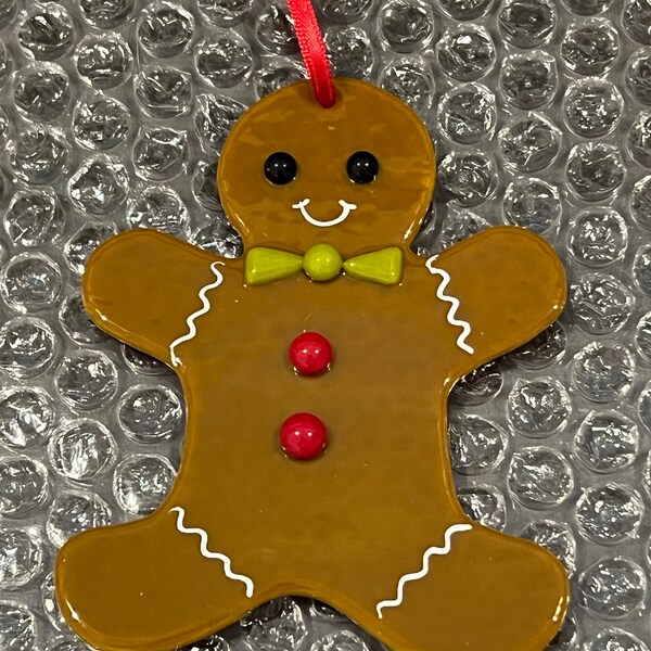 Fused Glass Gingerbread Man, Christmas Tree Decoration, Christmas Gift ...