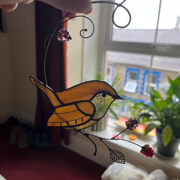 Carolina Wren Stained Glass Window Hangings Gifts for Dad Cottagecore ...