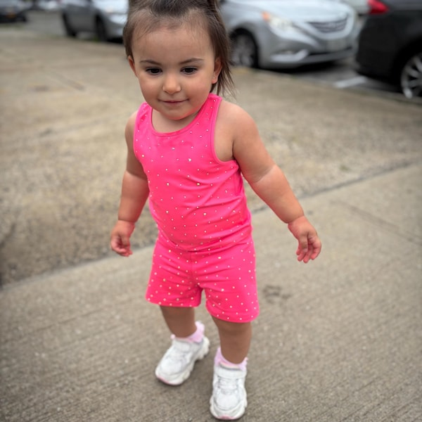 Girls Athletic Set, Girls Summer Set, Girls Pink Set, Girls Gem Set - Etsy