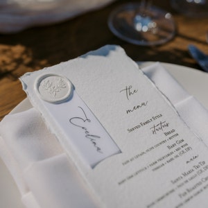 Deckled Edge Menu With Place Card set of 10 - Etsy