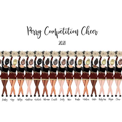 Cheer Team Gifts Cheer Team Illustration Print Cheerleaders Gifts ...