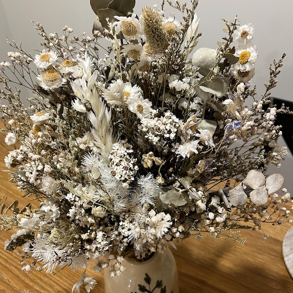 Wildflower Dried Flower Arrangement, Mauve Pink Tea Tree Whimsical ...