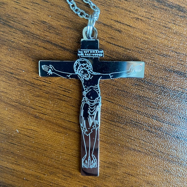 Large Ethiopian Coptic Cross, Etched in Stainless Steel on Chain | Sts ...