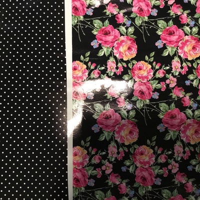Black and Pink Print Vinyl, Pink Roses Floral Print HTV, Pattern Heat ...