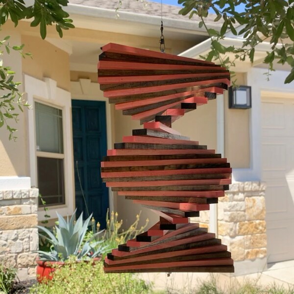 Stained Coral Walnut Spinner Spiral Twister Garden Yard Tree Porch ...