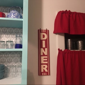 Retro DINER Sign/hand Painted/red Sign/kitchen Art/vertical - Etsy
