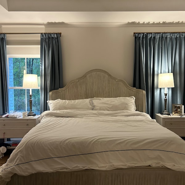 100% Blackout Linen Triple French Pleat Custom Curtain Panels for ...