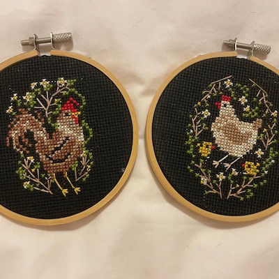 Farmhouse Cross Stitch Pattern, Hen, Chicken Cross Stitch, Floral ...
