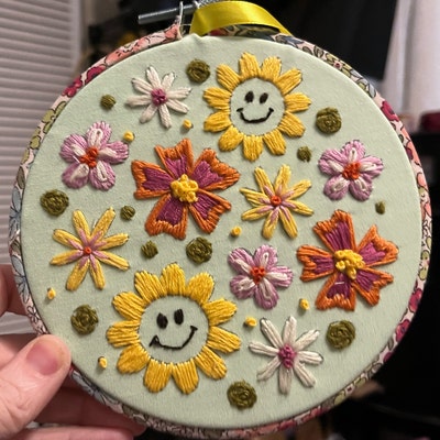 PDF Pattern Groovy Florals, Intermediate Embroidery, Embroidery Pattern ...