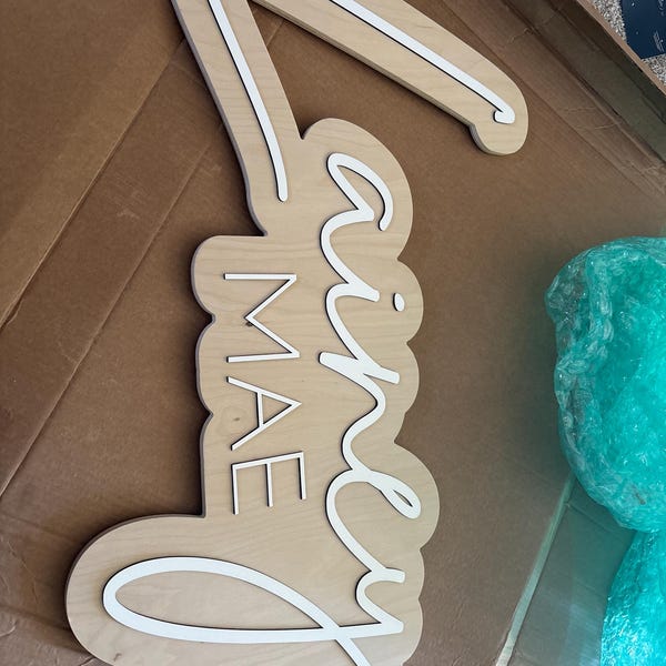 Large Wood Name Sign, Nursery Name Sign, Boho Nursery Sign , Above Crib ...