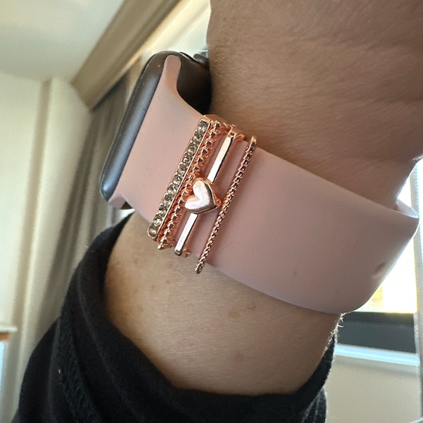 Smartwatch Band Stackable Jewelry Rose Gold Ring Charms Watchband Bars ...