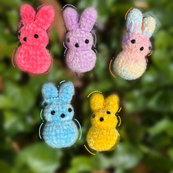 No Sew Easter Peep Bunny Crochet Pattern - Free Keychain Peep Pattern ...