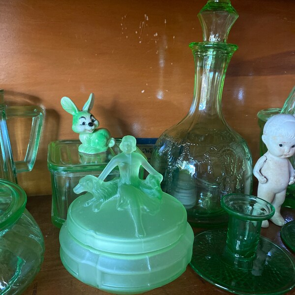 VINTAGE 1920's Faceted Uranium Glass Vase 3 Lbs +3 Oz Just Under 7 ...