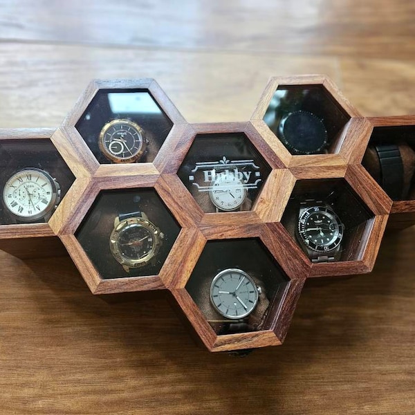 Personalized Watch Box With Drawer, Watch Case for Men, Wood Watch Box ...