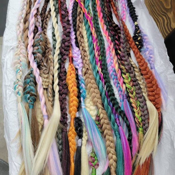 Braids Accent Set of 3 Mixed Puffy, Fishtail, Box, Mixed Synthetic ...
