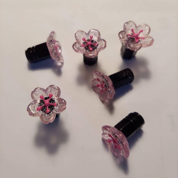 Pink Cherry Blossoms Car Valve Cap Set, Sakura Cherry Blossom Tire ...