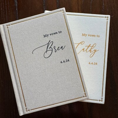 Custom Linen Vow Books Set of 2, Couple Engagement Gift for Lovers ...