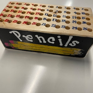 Teacher Gift, Pencil Holder, Numbered, Personalized Wood Block, School ...