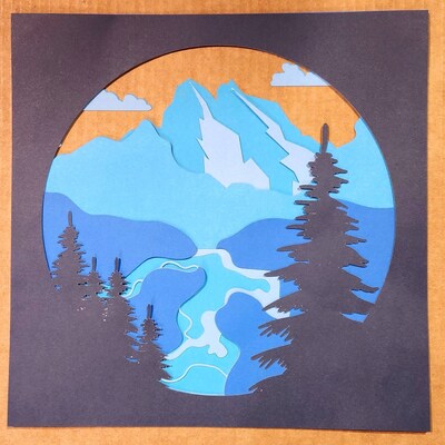 Mountain Shadow Box Svg, Mountain Cut File, 3d Mountain Shadow Box Svg ...