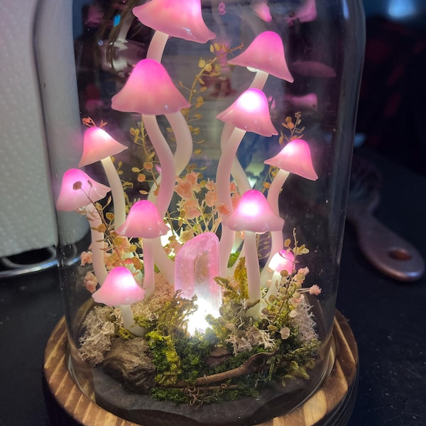 Enchanted Forest Mushroom Lamp, Yellow Mushroom Night Light, Table Top Decor, Fairy Tale Decor ...