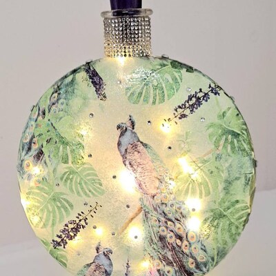 Peacock Oval Light Jar, Peacock Lighted Decor, Peacock Oval Jar Light ...