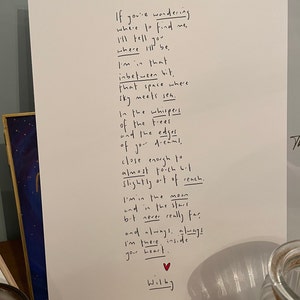 If You're Wondering Where to Find Me – Handwritten Sympathy Poem Print ...
