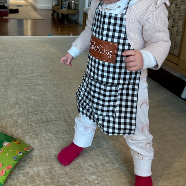 NEW COLORS! Personalized Hand-embroidered Name HANDMADE Apron for Kids ...