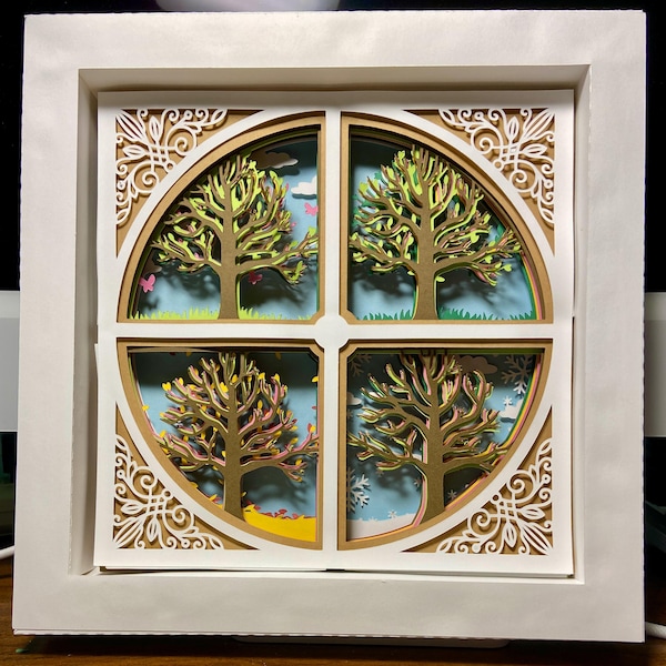3D 4 Seasons Tree Shadow Box, Spring Shadow Box, Fall, Summer, Winter ...