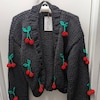 Lemon Embroidery Sweater, Woman Trendy Cardigan, Slice Oversized Crop ...