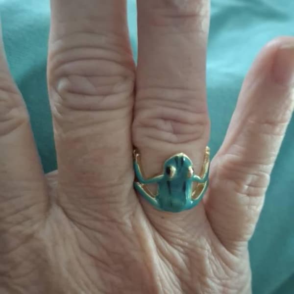 Frog Ring Adjustable | Best Friend Rings in Green or Blue With Gold ...