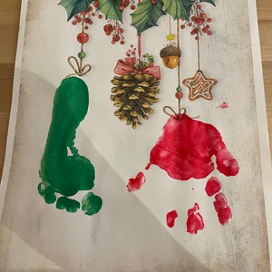 Christmas Handprint Footprint Art Craft / Mistletoe First Xmas Baby ...