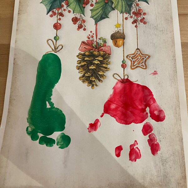 Christmas Handprint Footprint Art Craft / Mistletoe First Xmas Baby ...