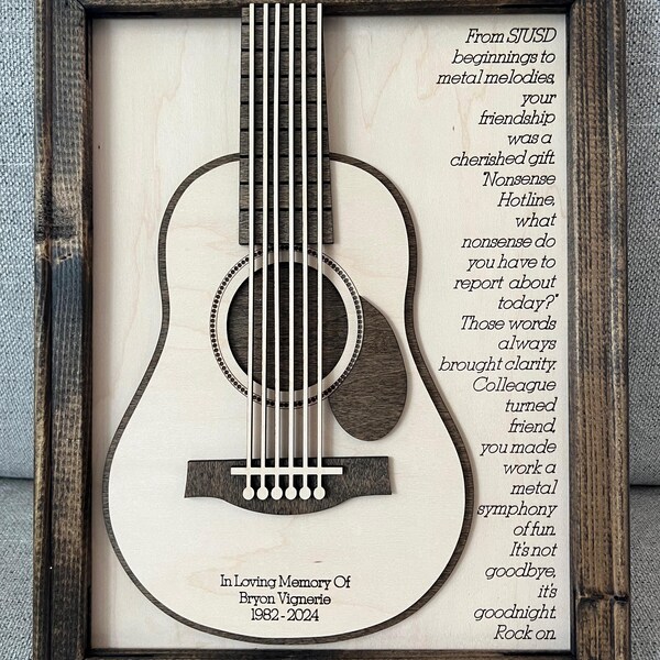 Personalized Guitar Memorial Gift, Memorial Sign for Loss of Musician ...