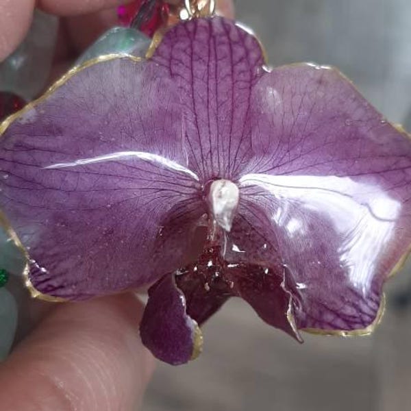 Resin Necklace With a Real Dried Orchid Flower. Botanical Jewelry With ...
