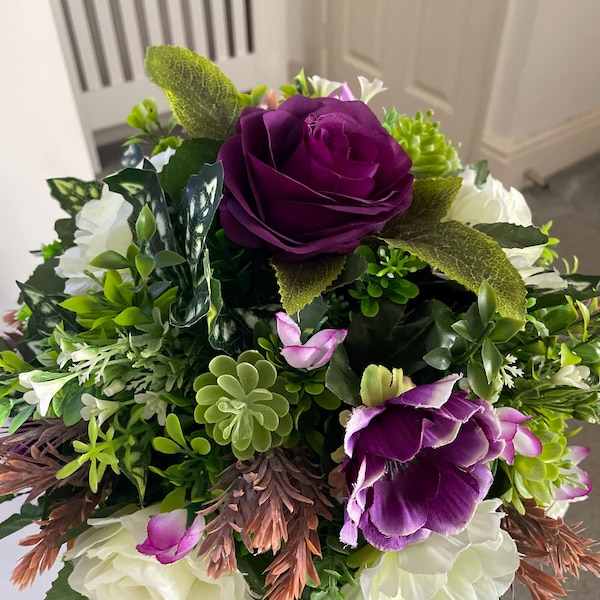 Round Grave Flowers Funeral Tributes, Artificial Grave Flowers, Silk ...