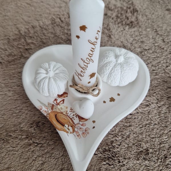 Deko Teller Set, Beton Deko ZUHAUSE Mit 2 Deko Häusern u. Herz Teelicht ...